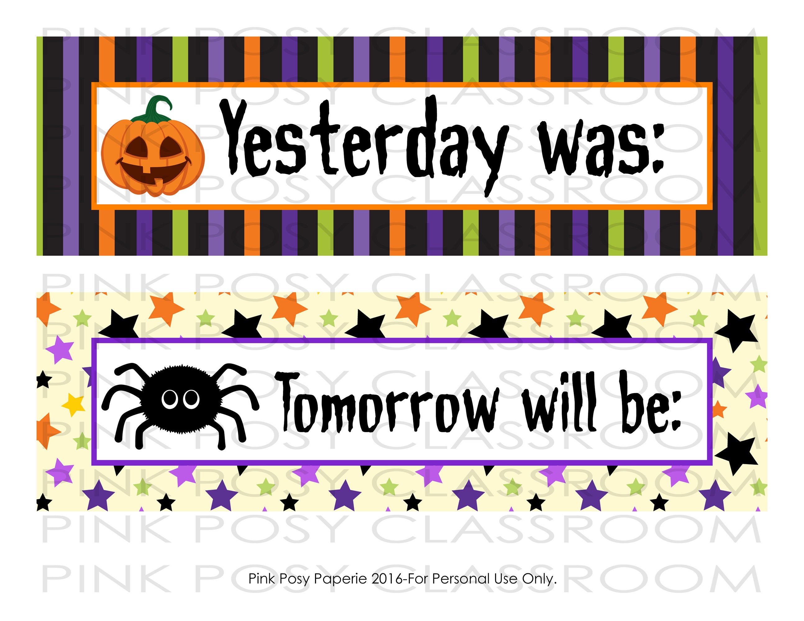 October Calendar Set, Classroom Calendar Set, Halloween Classroom Decor ...