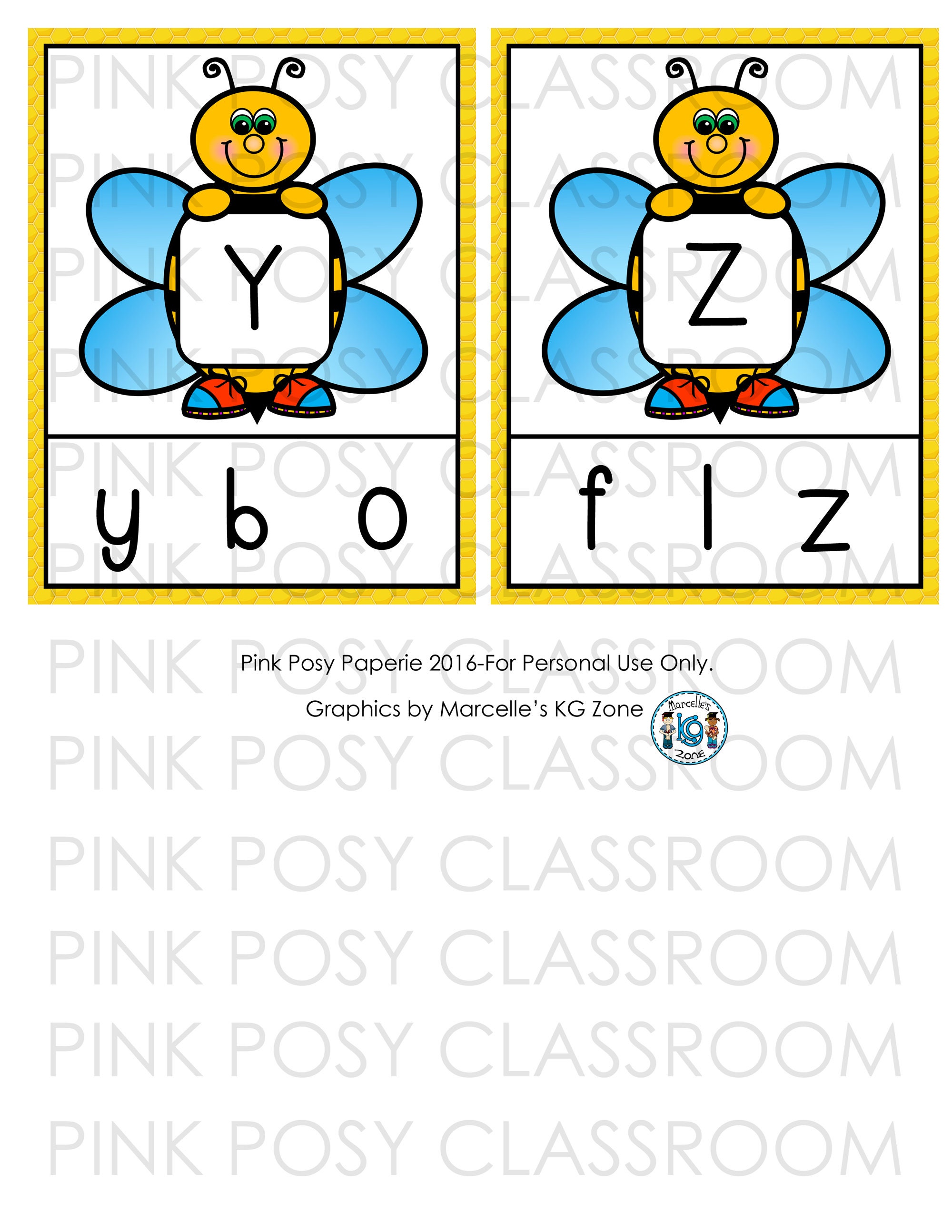 Alphabet Flash Cards, Bee Alphabet Clip Cards, Letter Match Cards ...