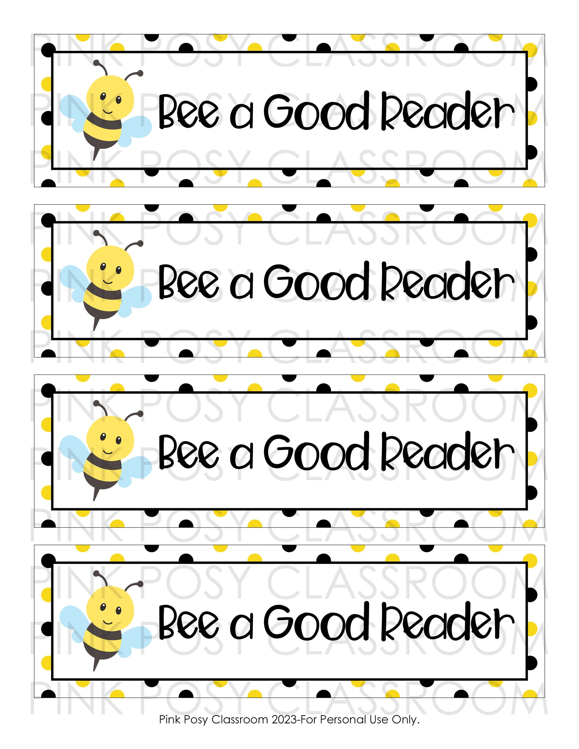 Bee Bookmarks, Printable Bookmarks for Kids, Bee a Good Reader ...