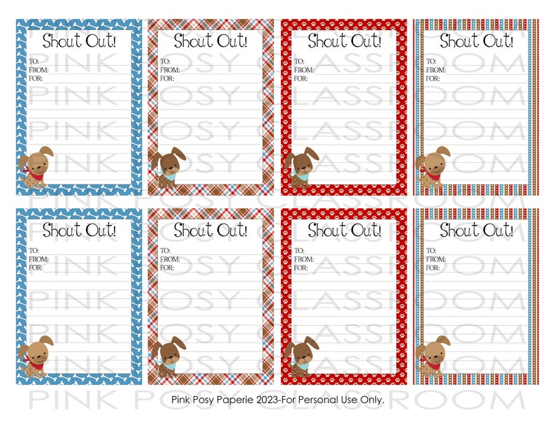 Shout Out Cards Notes From Teacher Student Rewards Dog - Etsy