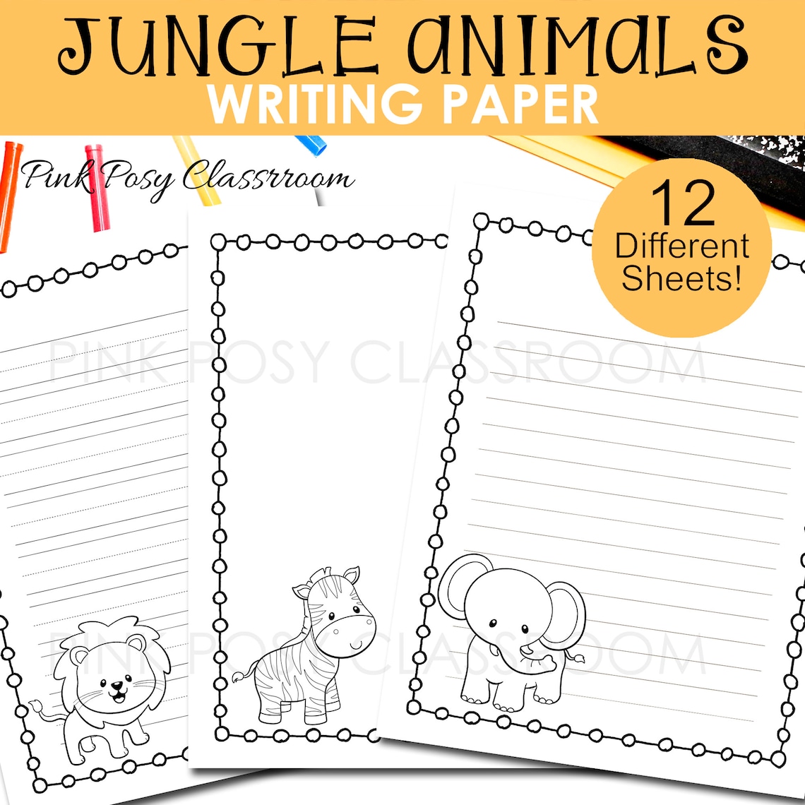 Jungle Animals Writing Paper Safari Stationery Printable - Etsy