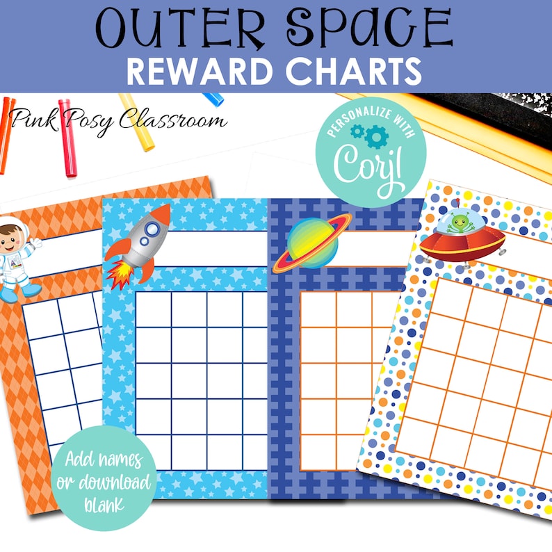 Editable Reward Charts, Space Reward Charts, Classroom Decorations ...