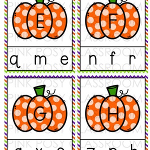 Alphabet Flash Cards, Pumpkin Alphabet Clip Cards, Letter Match Cards ...