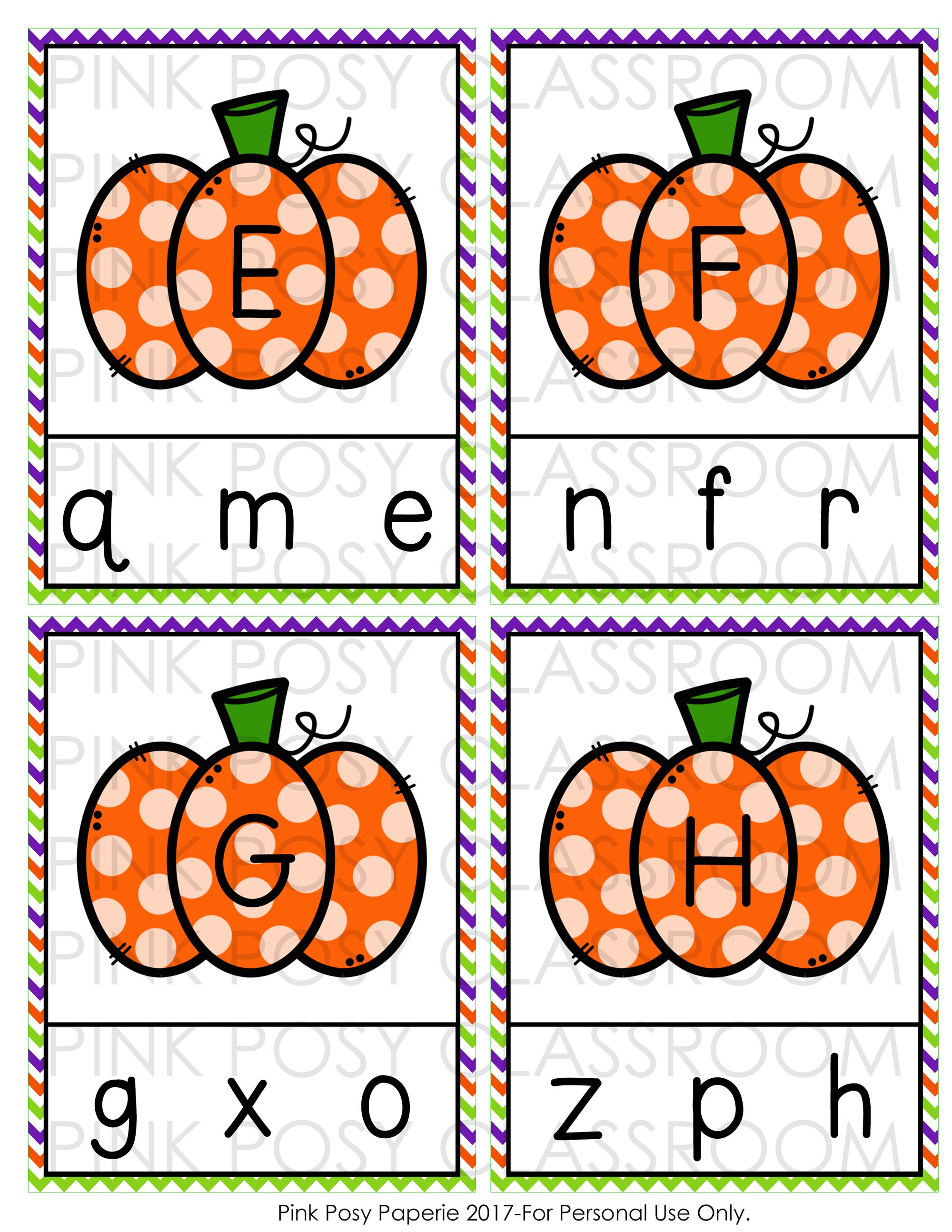 Alphabet Flash Cards Pumpkin Alphabet Clip Cards Letter - Etsy