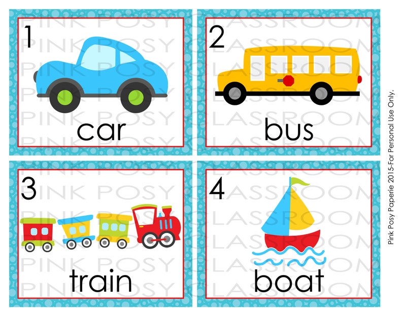Transportation Vocabulary Cards, Transportation Printable, Literacy ...