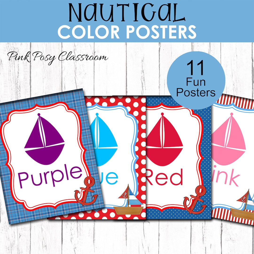 Nautical Color Posters, Classroom Decor, Colors Recognition, Printable ...