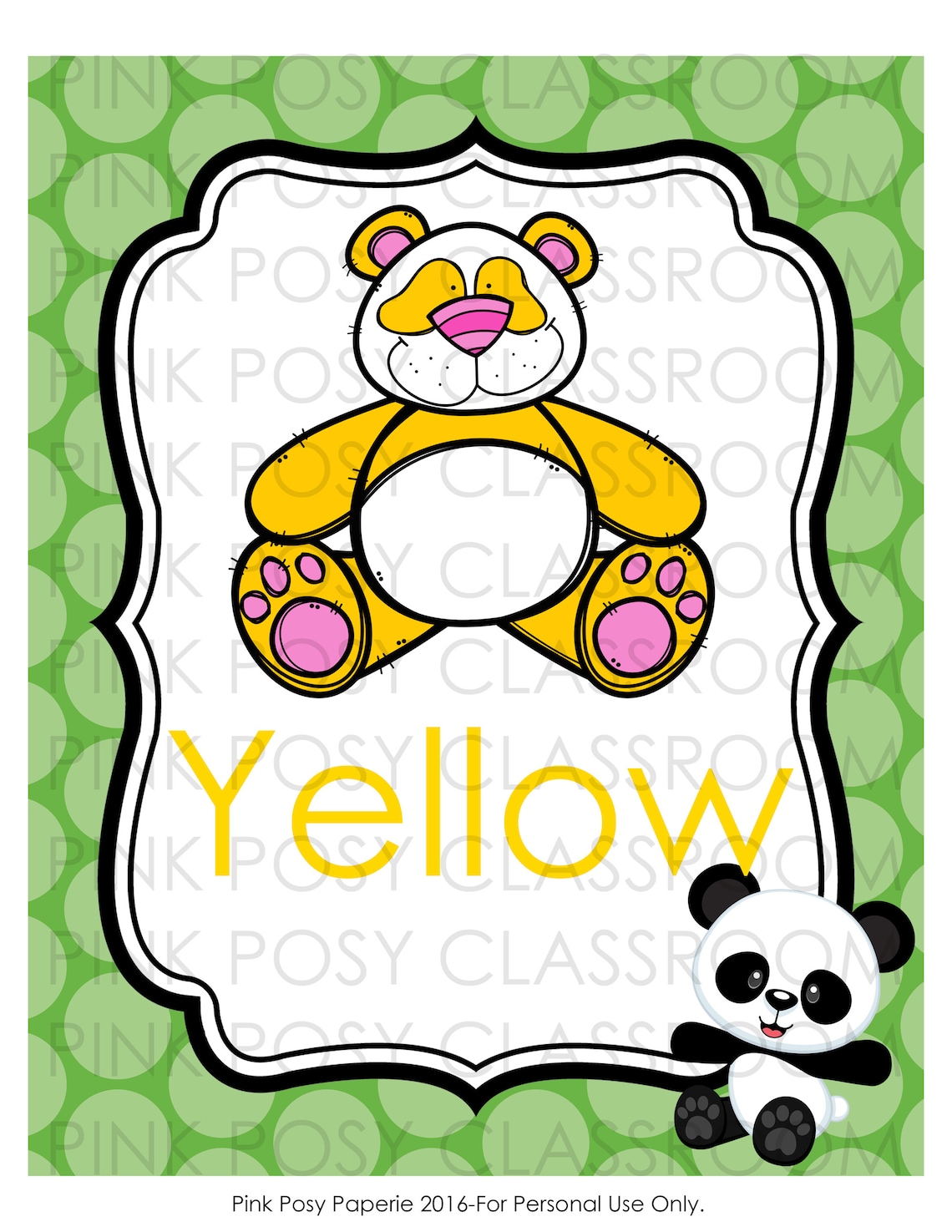Panda Color Posters Classroom Decor Colors Recognition - Etsy