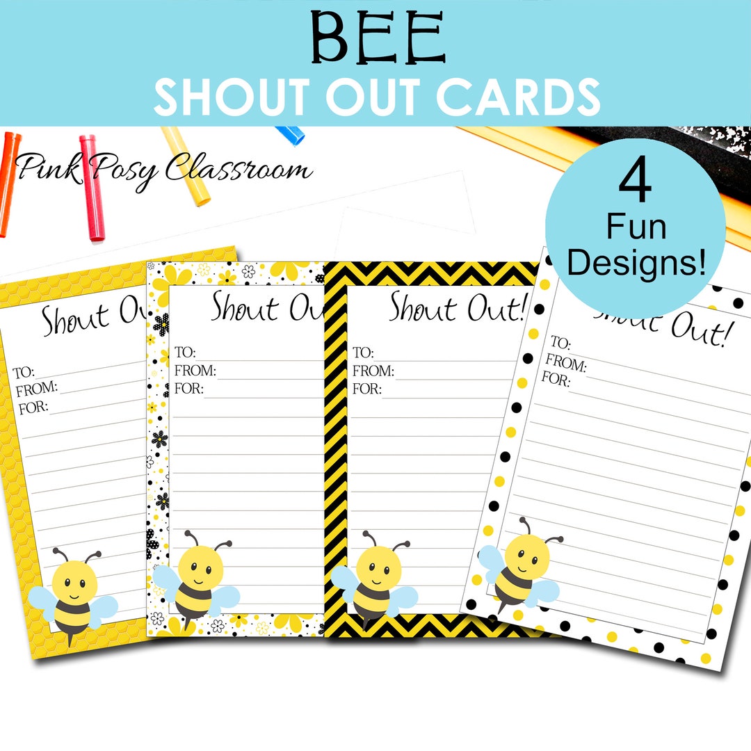 Shout Out Cards, Notes From Teacher, Student Rewards, Bee Printable ...