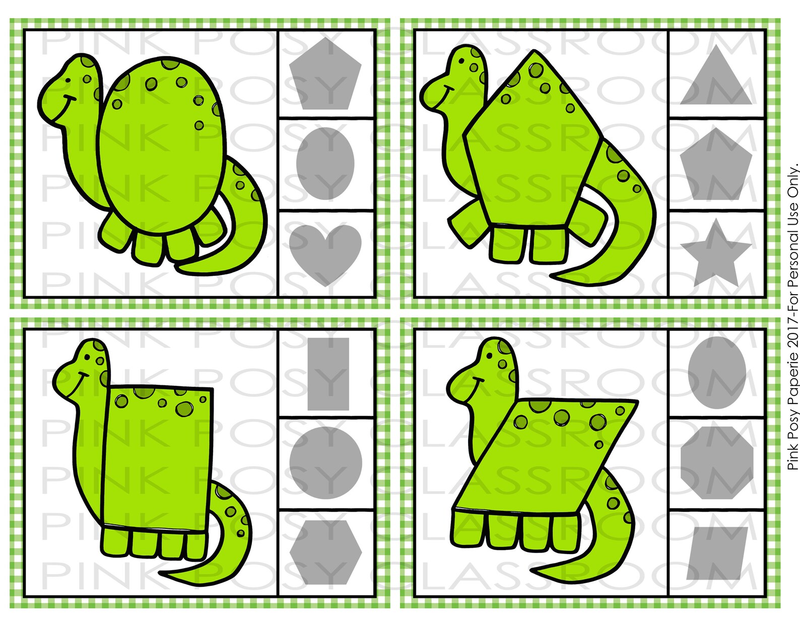 2D Shapes Flashcards Dinosaur, Dinosaur Shapes Clip Cards, Shapes ...