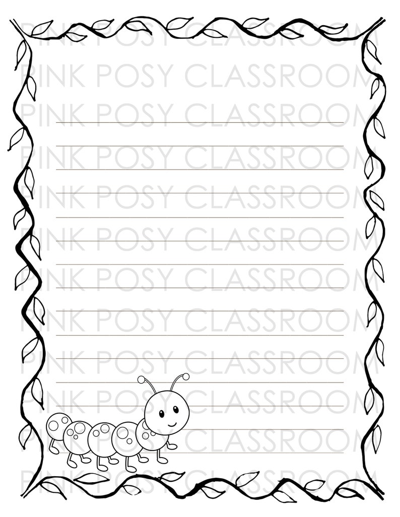 Insect Writing Paper, Insect Stationery, Printable Paper, Lined Paper ...