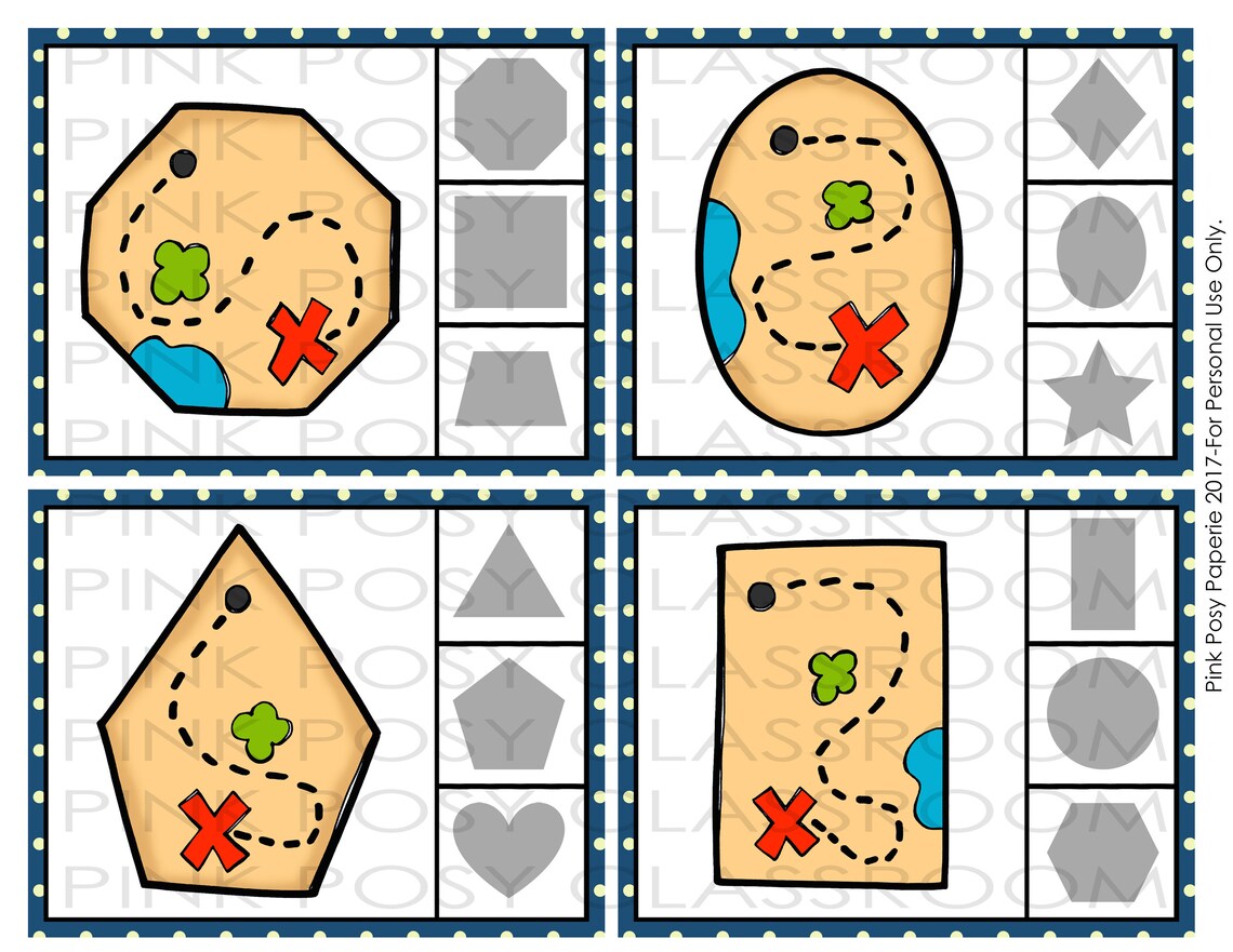2D Shapes Flashcards Pirate Theme, Map Shapes Clip Cards, Shapes ...