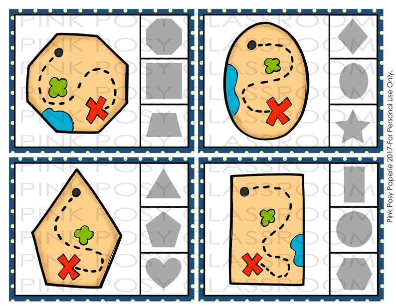 2D Shapes Flashcards Pirate Theme, Map Shapes Clip Cards, Shapes ...