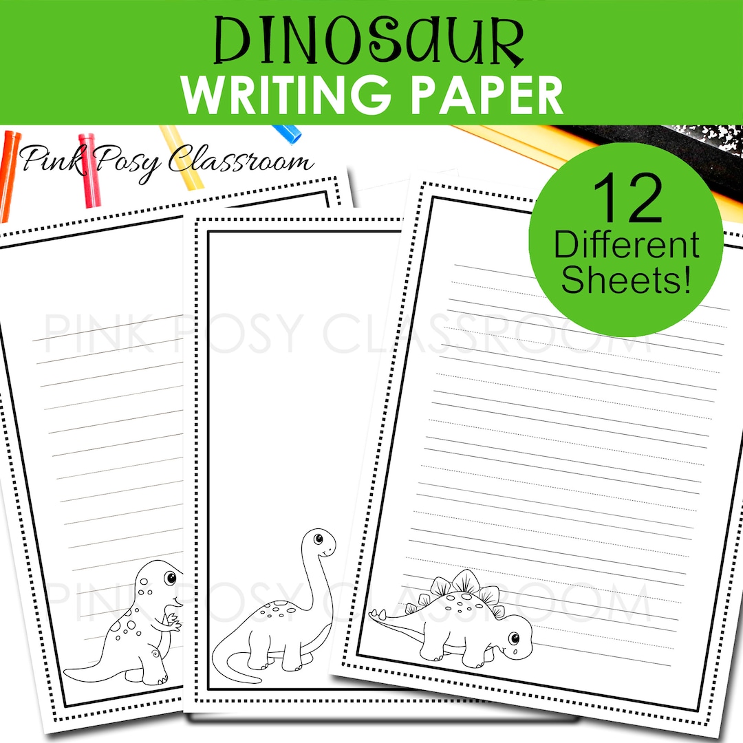 Dinosaur Writing Paper, Dinosaur Stationery, Printable Paper, Lined ...