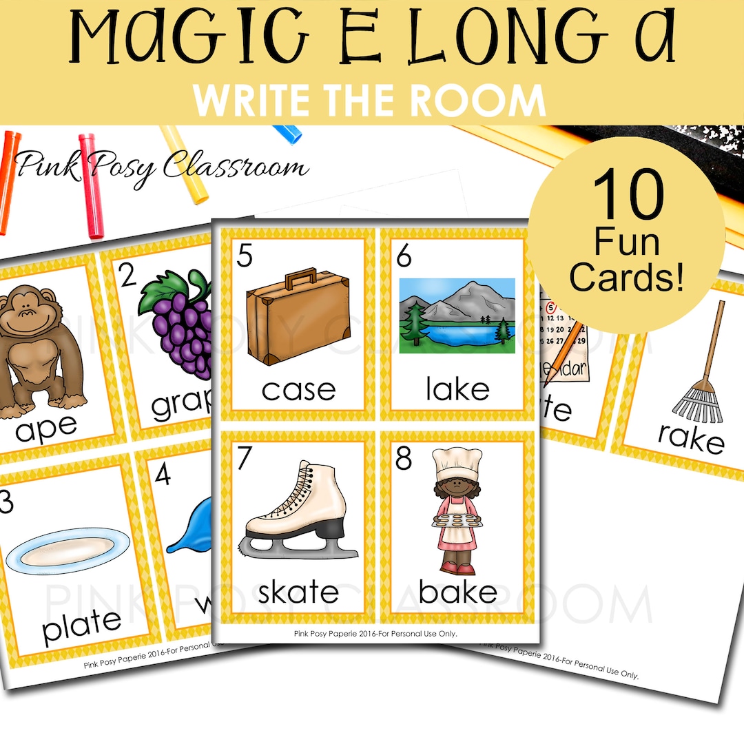 Magic E Long A Vocabulary Cards, Silent E Printable, Phonics Worksheet ...