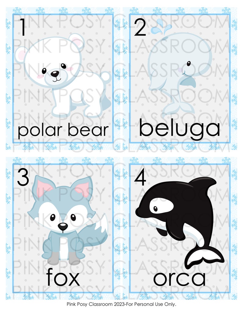 Arctic Animals Vocabulary Cards, Arctic Animal Printable, Literacy ...
