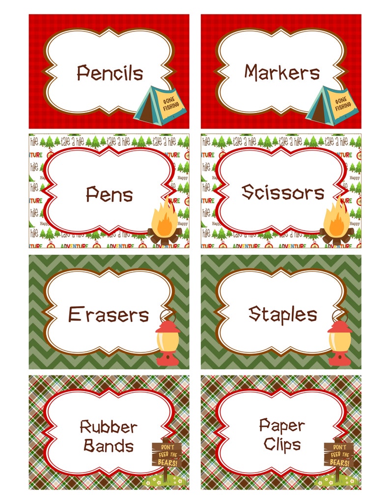 Camping Bin Labels, Editable Classroom Labels, Camper Classroom Decor ...