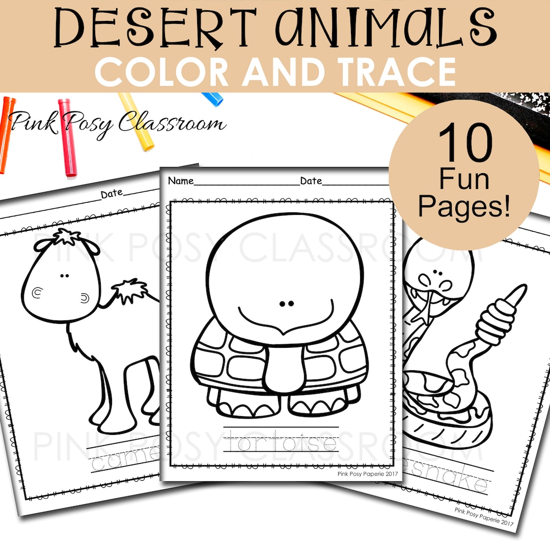 Desert Animal Coloring Pages, Color and Trace the Letters, Animal ...