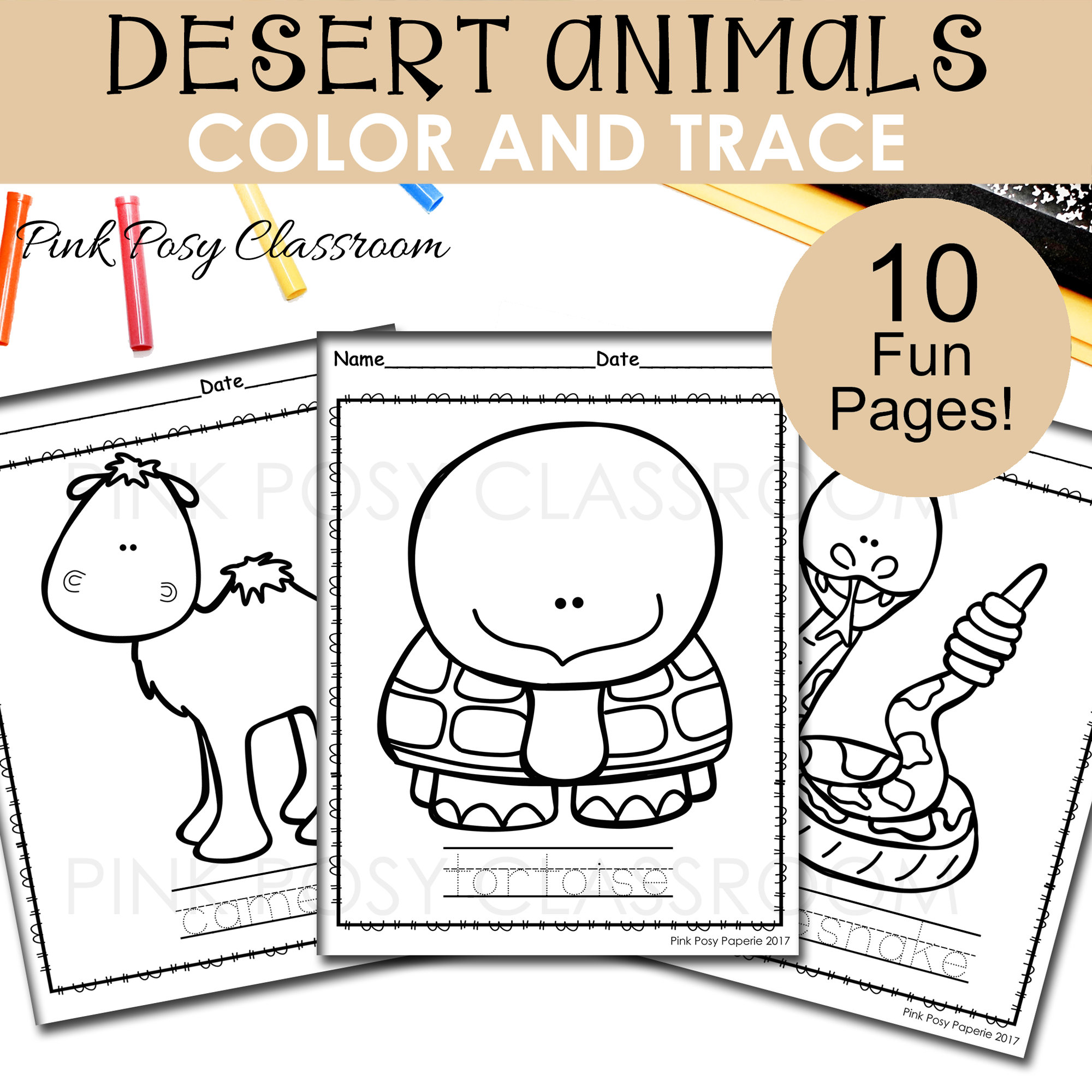 Desert Animal Coloring Pages, Color and Trace the Letters, Animal ...