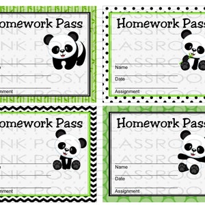Panda Homework Passes, Classroom Managment, Instant Download, Teacher ...