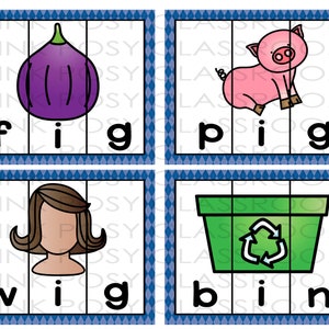 CVC Puzzles, Short I, Short Vowel Sounds, Word Families, Phonics ...