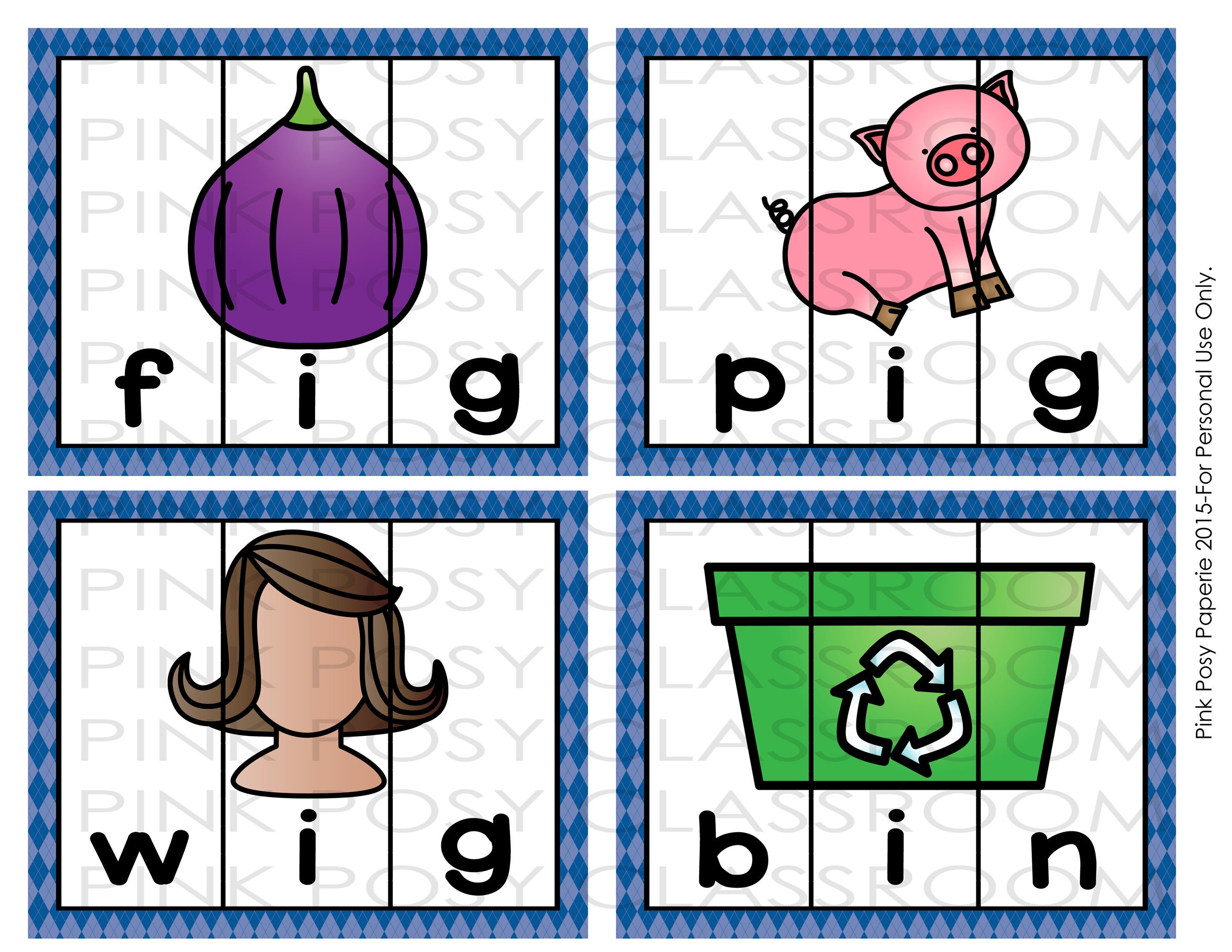 CVC Puzzles, Short I, Short Vowel Sounds, Word Families, Phonics ...