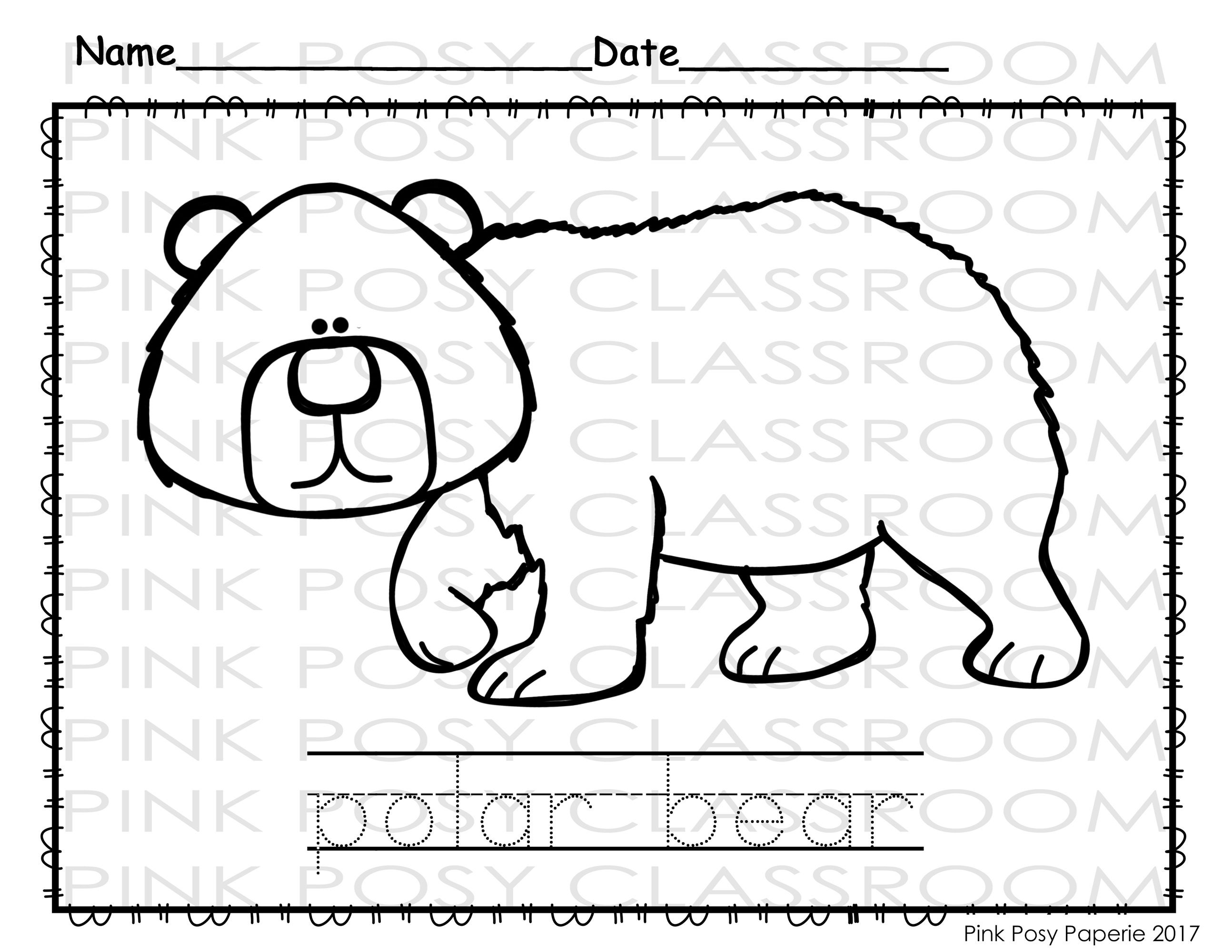 Zoo Animal Coloring Pages, Color and Trace the Word, Zoo Animals ...