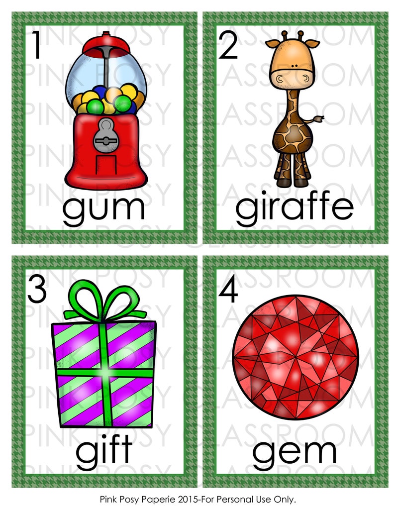 Hard G Soft G Vocabulary Cards, Beginning Sounds Printable, Phonics ...