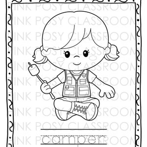 Camping Coloring Pages, Color and Trace the Word, Camping Activities ...