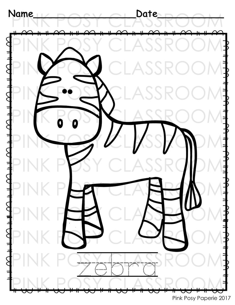 Zoo Animal Coloring Pages, Color and Trace the Word, Zoo Animals ...