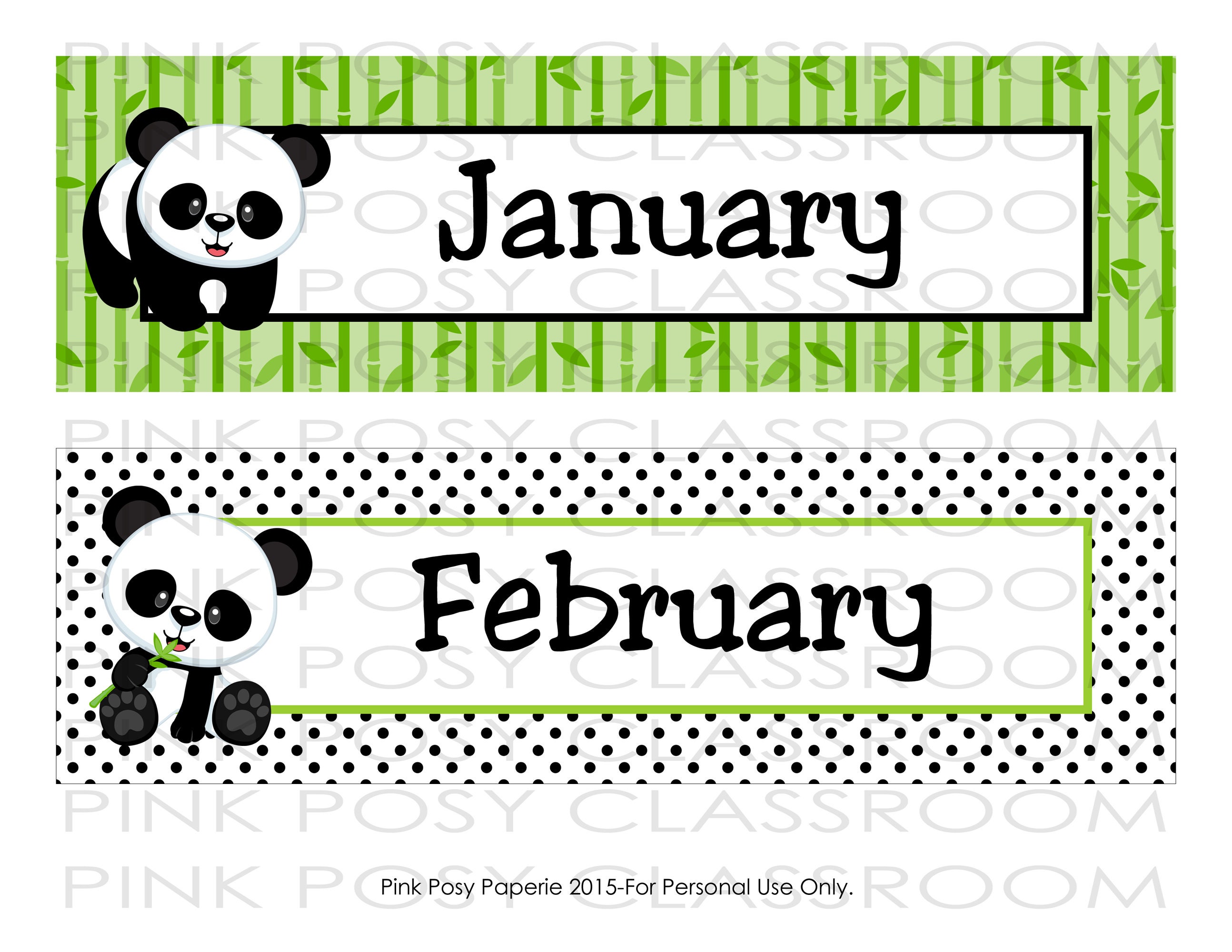 Panda Calendar Set, Classroom Calendar Set, Classroom Decor, Number ...