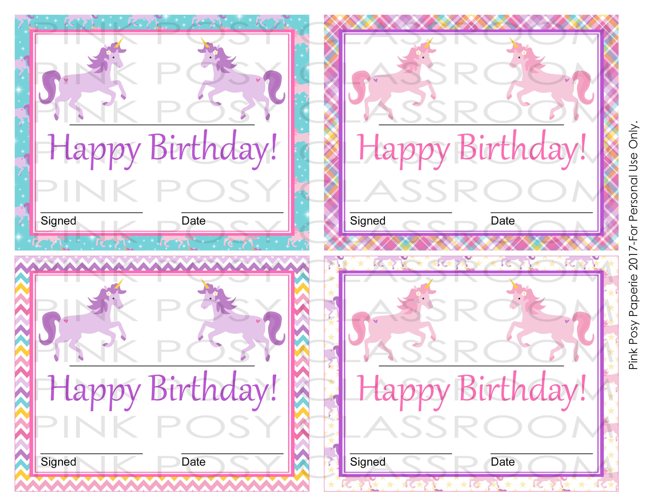 Happy Birthday Certificate, Unicorn Birthday Certificate, Classroom ...