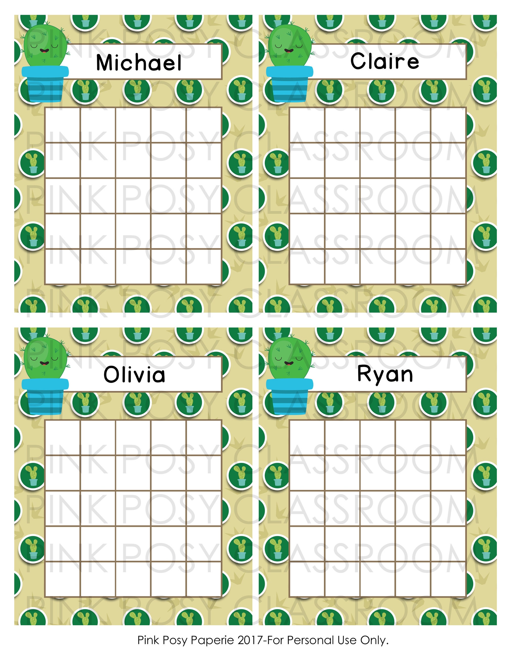 Editable Reward Charts, Cactus Reward Charts, Classroom Decorations ...