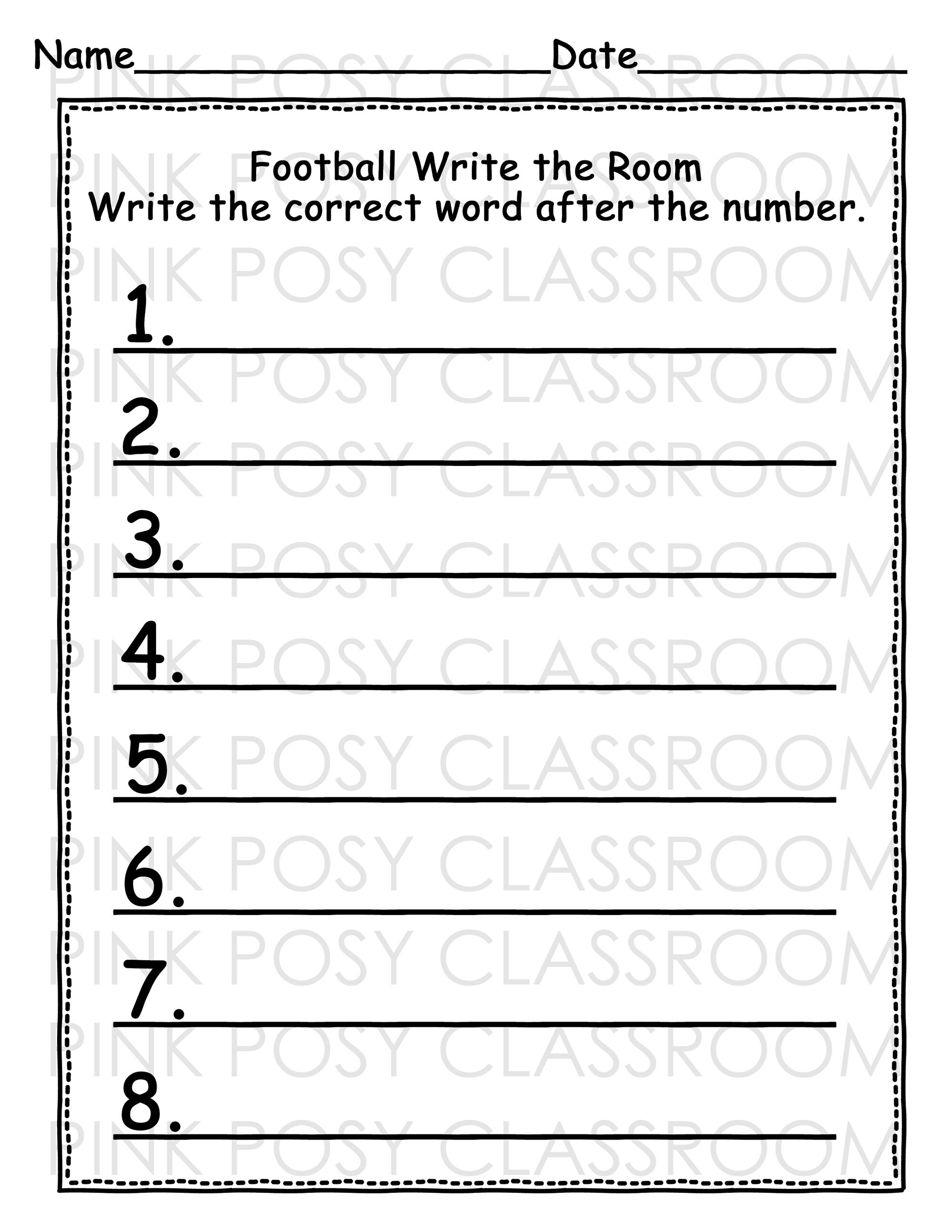Football Vocabulary Cards, Football Printable, Literacy Center, Writing ...