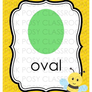 Bee Shape Posters, Classroom Decor, 2D Shape Posters, Printable Shape ...