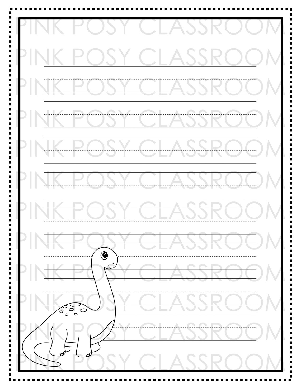 Dinosaur Writing Paper, Dinosaur Stationery, Printable Paper, Lined ...