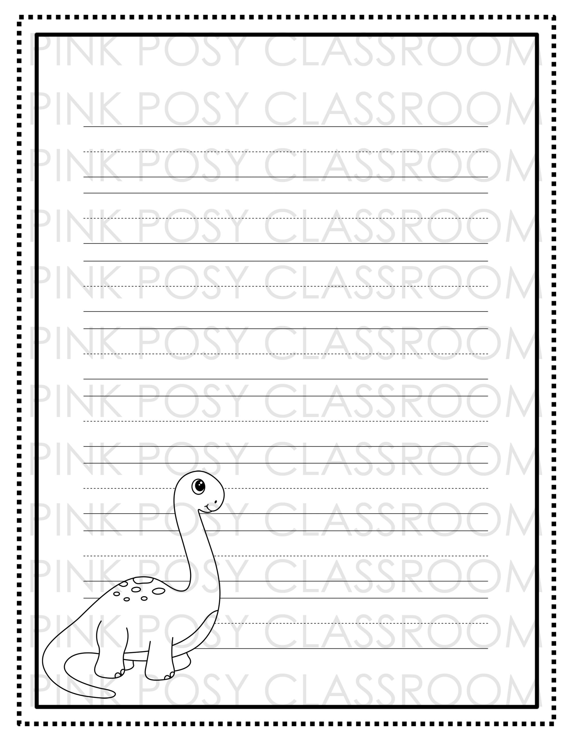 Dinosaur Writing Paper, Dinosaur Stationery, Printable Paper, Lined ...