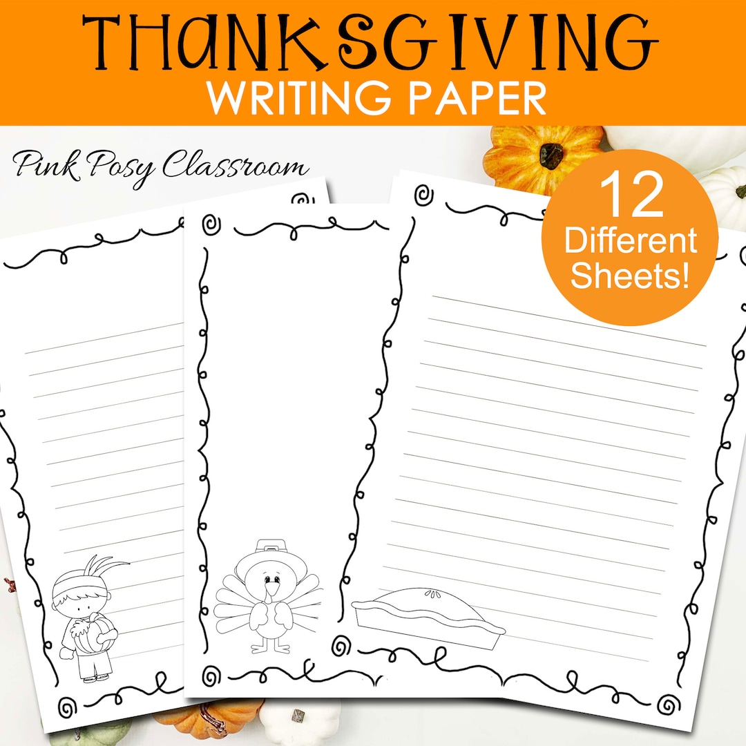 Thanksgiving Writing Paper, Thanksgiving Printable Paper, Lined Paper ...