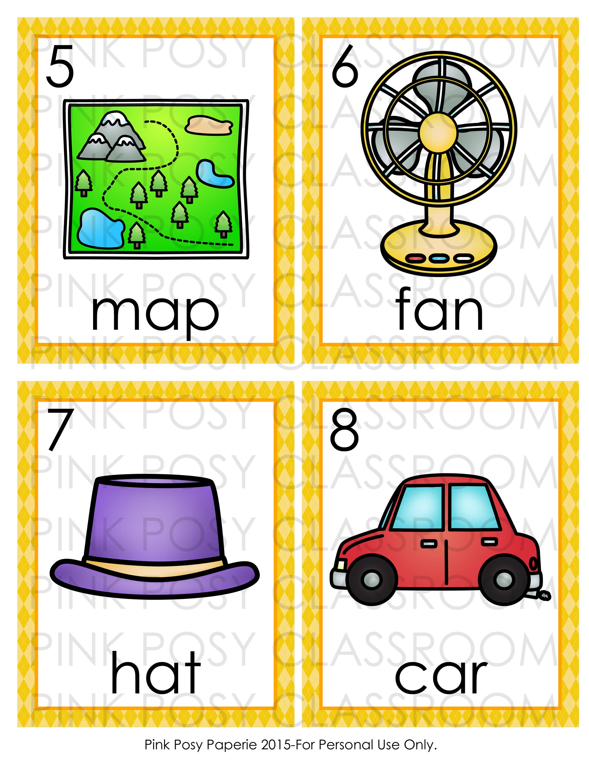 Short A Vocabulary Cards, Short Vowel Sound, CVC Word Families ...
