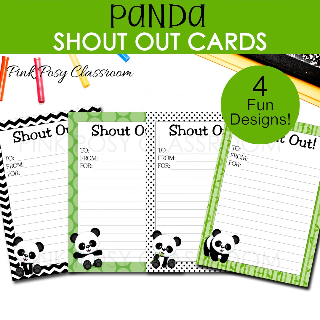 Shout Out Cards Notes From Teacher Student Rewards Panda - Etsy