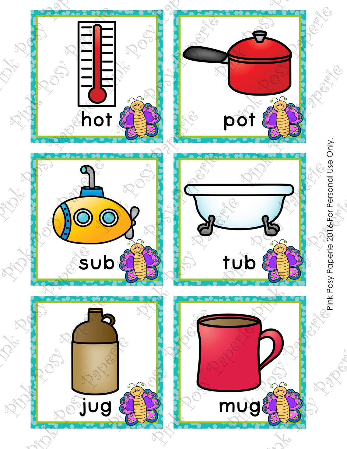 CVC Word Cards, Matching Cards, Short Vowel Sounds, Word Families ...