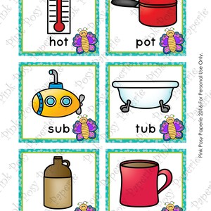 CVC Word Cards, Matching Cards, Short Vowel Sounds, Word Families ...