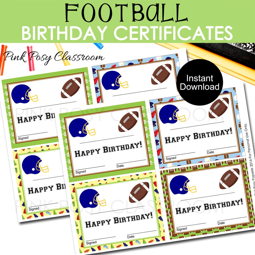 Happy Birthday Certificate, Football Birthday Certificate, Classroom ...