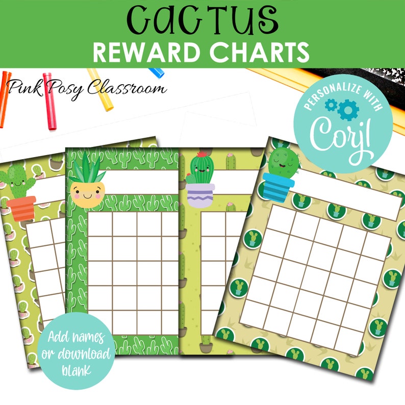Editable Reward Charts, Cactus Reward Charts, Classroom Decorations ...
