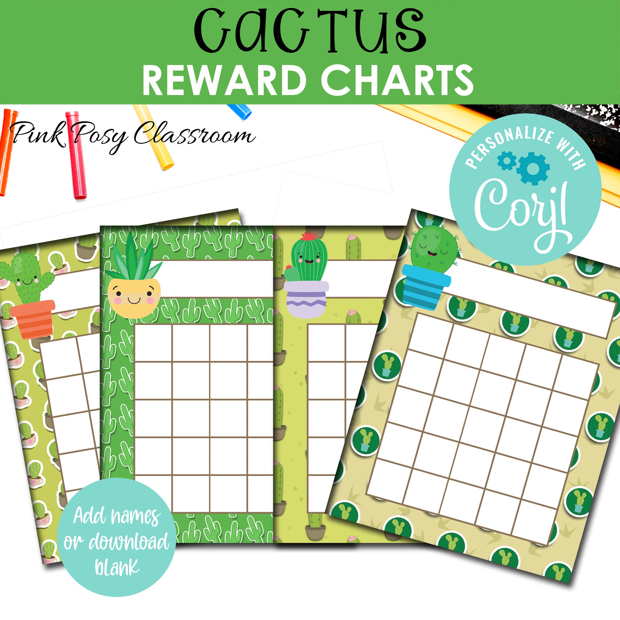 Editable Reward Charts, Cactus Reward Charts, Classroom Decorations ...