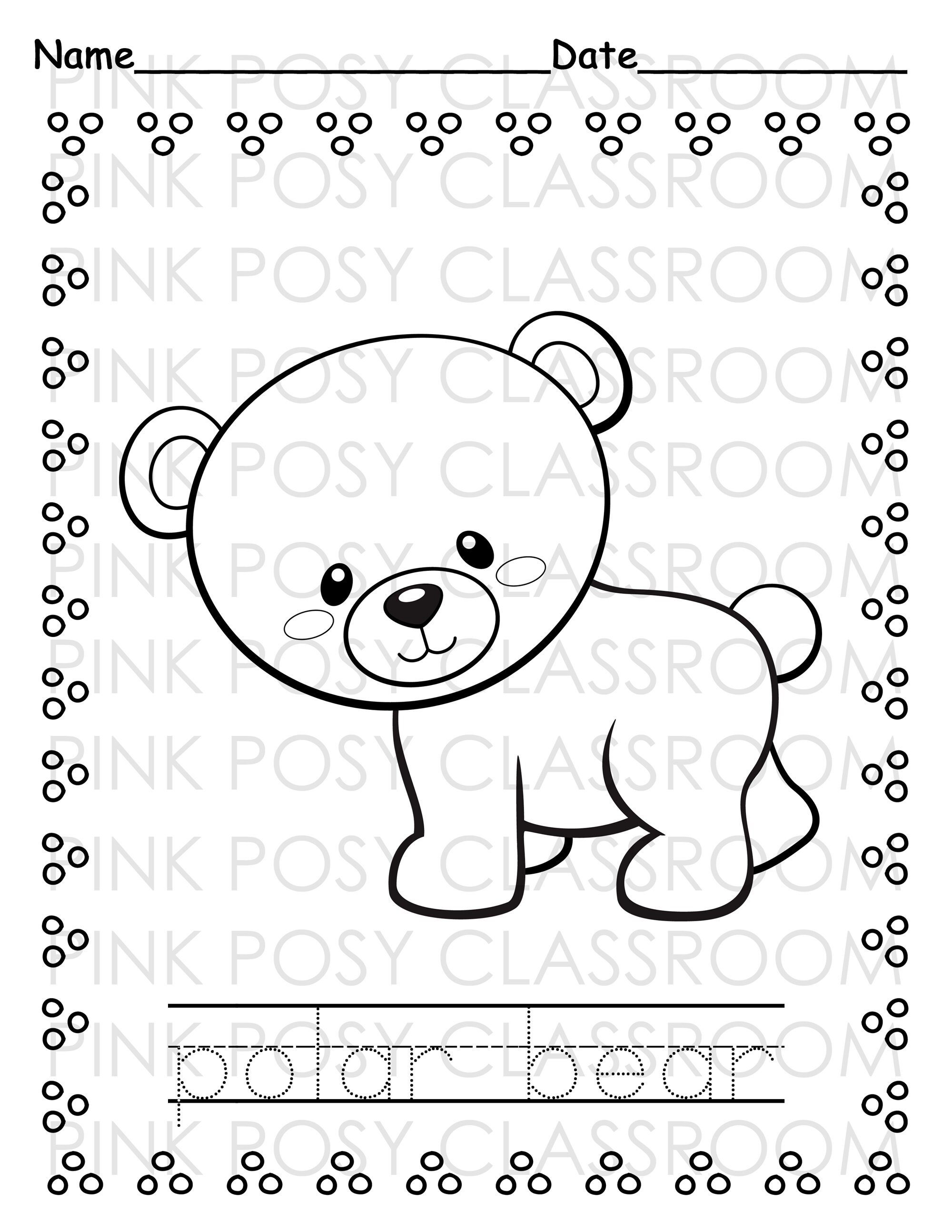 Arctic Animals Coloring Pages, Color and Trace the Word, Arctic Animals ...
