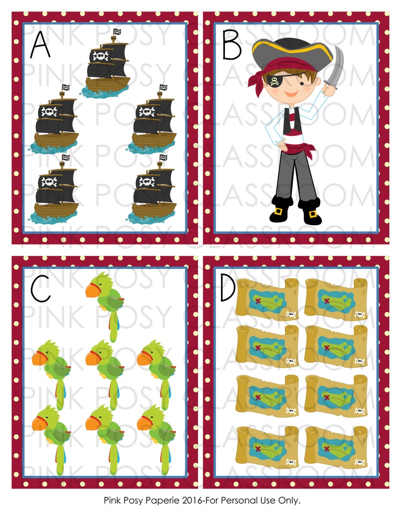 Pirate Flash Cards, Pirate Count the Room, Learn to Count, Number ...