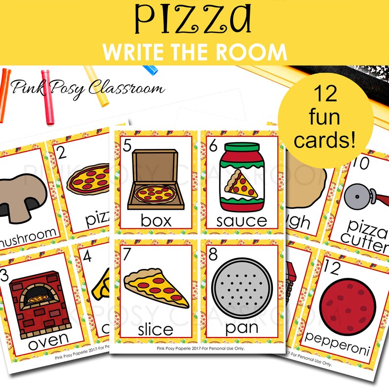 Pizza Vocabulary Cards Pizza Printable Literacy Center - Etsy