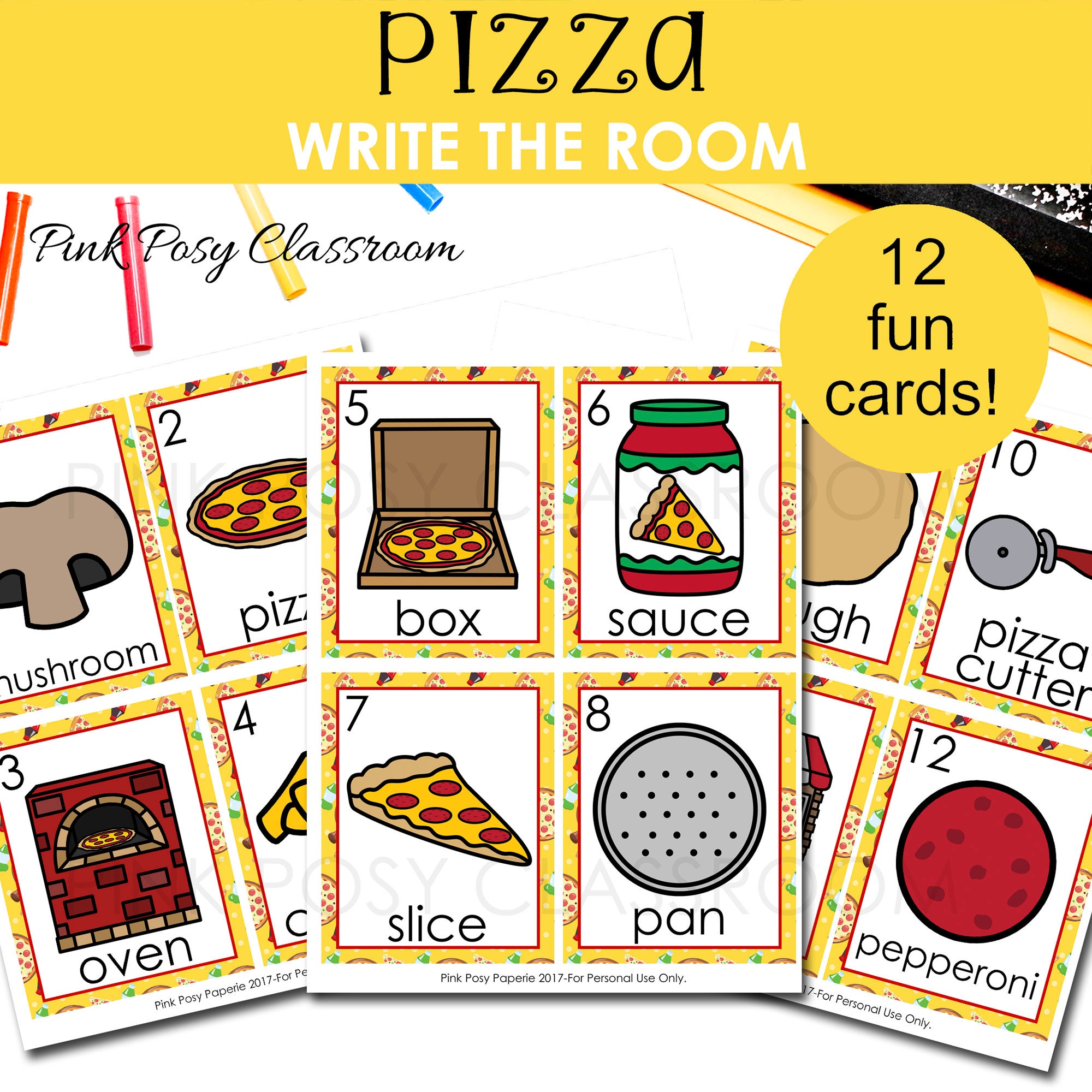 Pizza Vocabulary Cards Pizza Printable Literacy Center - Etsy