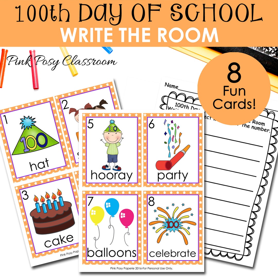 100th Day of School Vocabulary Cards, 100 Days Game Printable, 100th ...