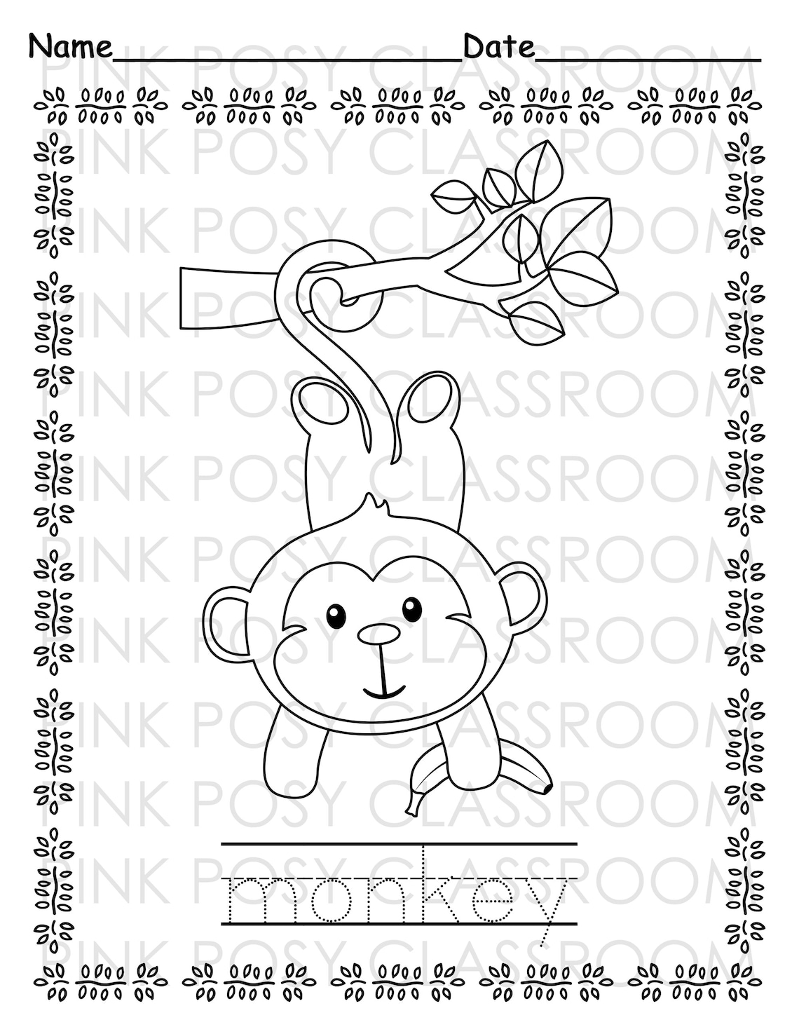 Rainforest Animals Coloring Pages, Color and Trace the Word, Rain ...